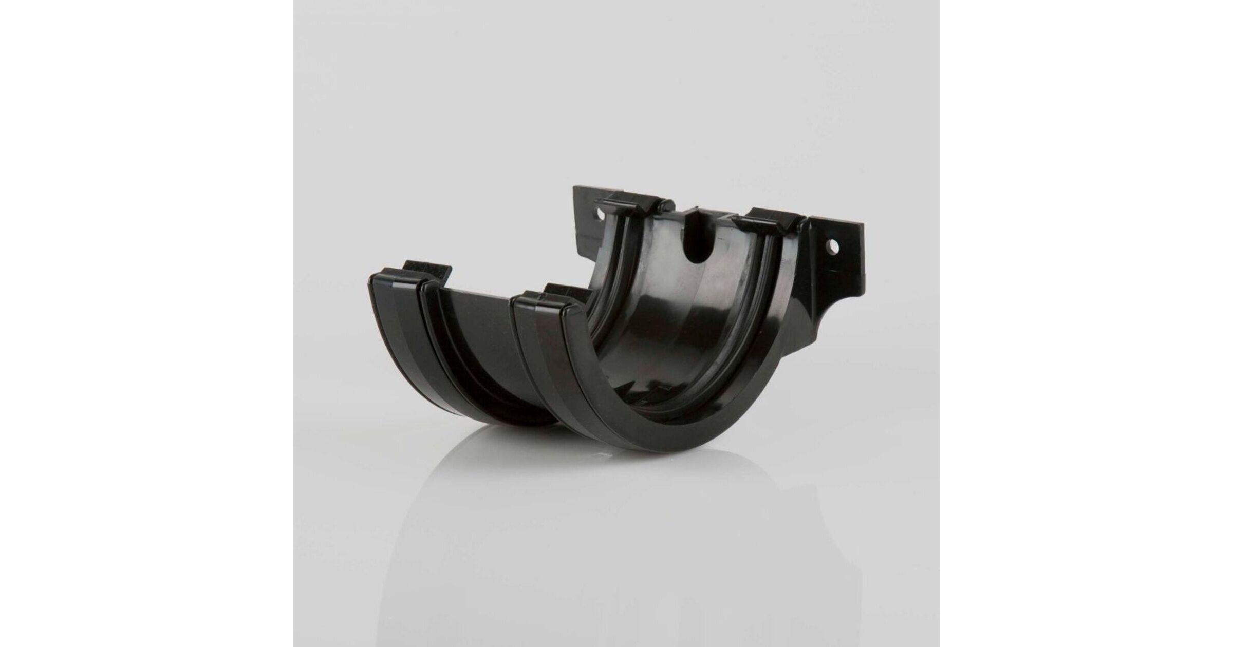 BR44B BLACK HALF ROUND GUTTER UNION 112MM