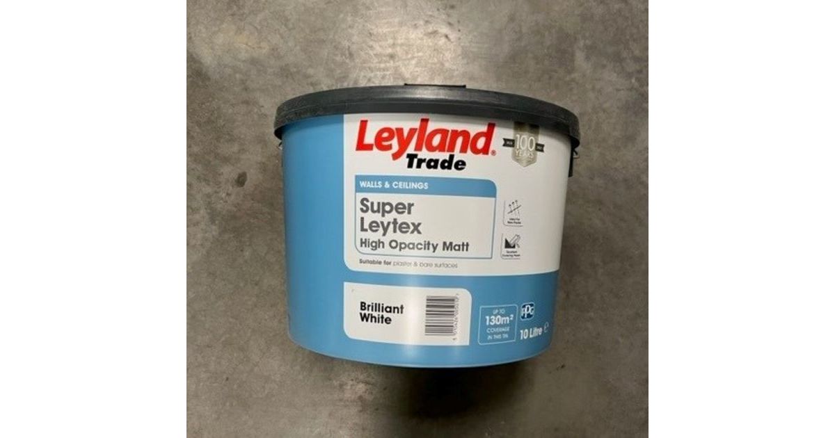 10L LEYLAND TRADE SUPER LEYTEX HIGH OPACITY MATT (BRILLIANT WHITE)