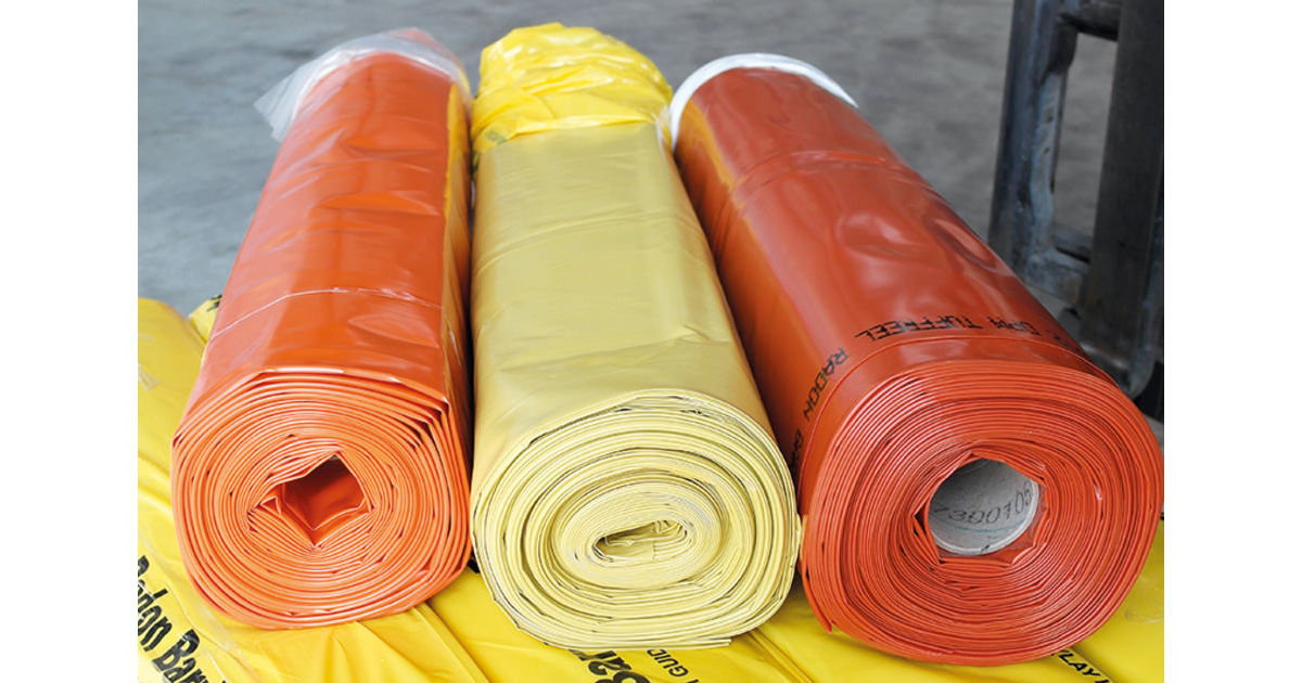 4M X 20M YELLOW / RED RADON BARRIER 400MU (1600G)
