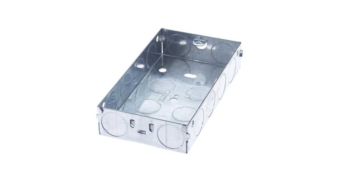 METAL BOX 2 GANG 25MM GALVANISED PRESSED STEEL (HGS04-01)