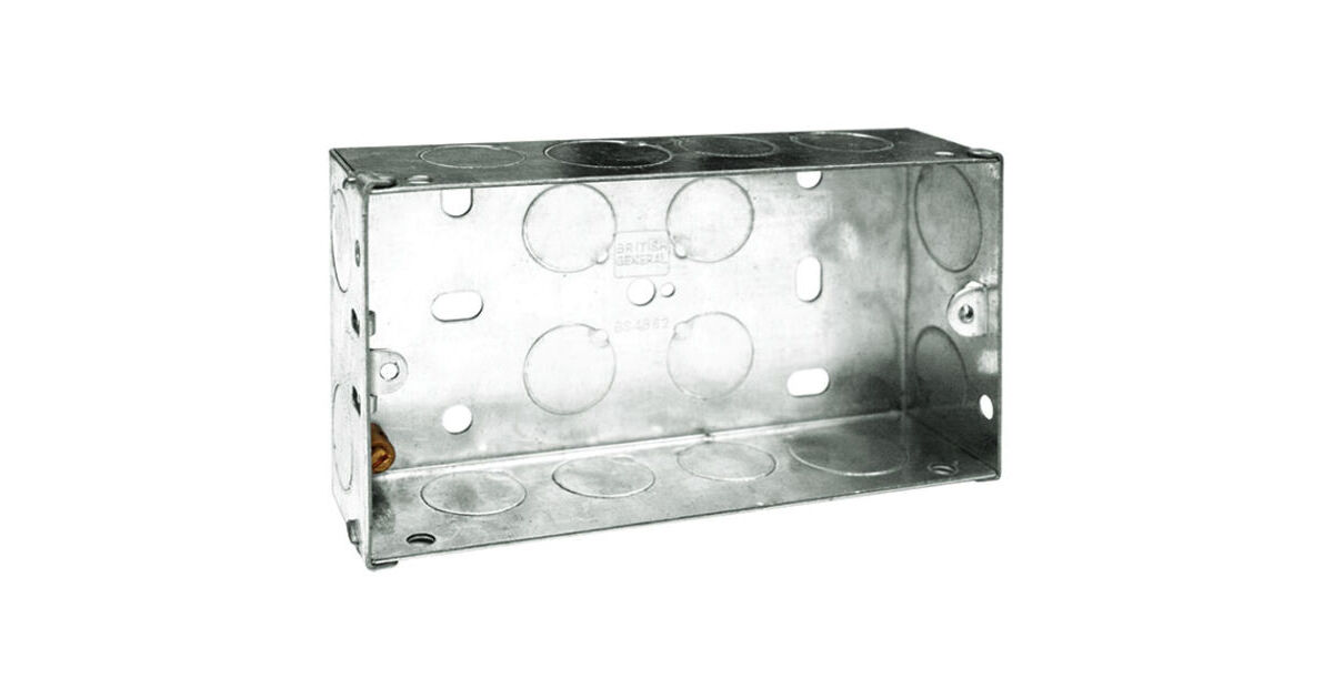 METAL BOX 2 GANG 35MM GALVANISED PRESSED STEEL (HGS05-01)