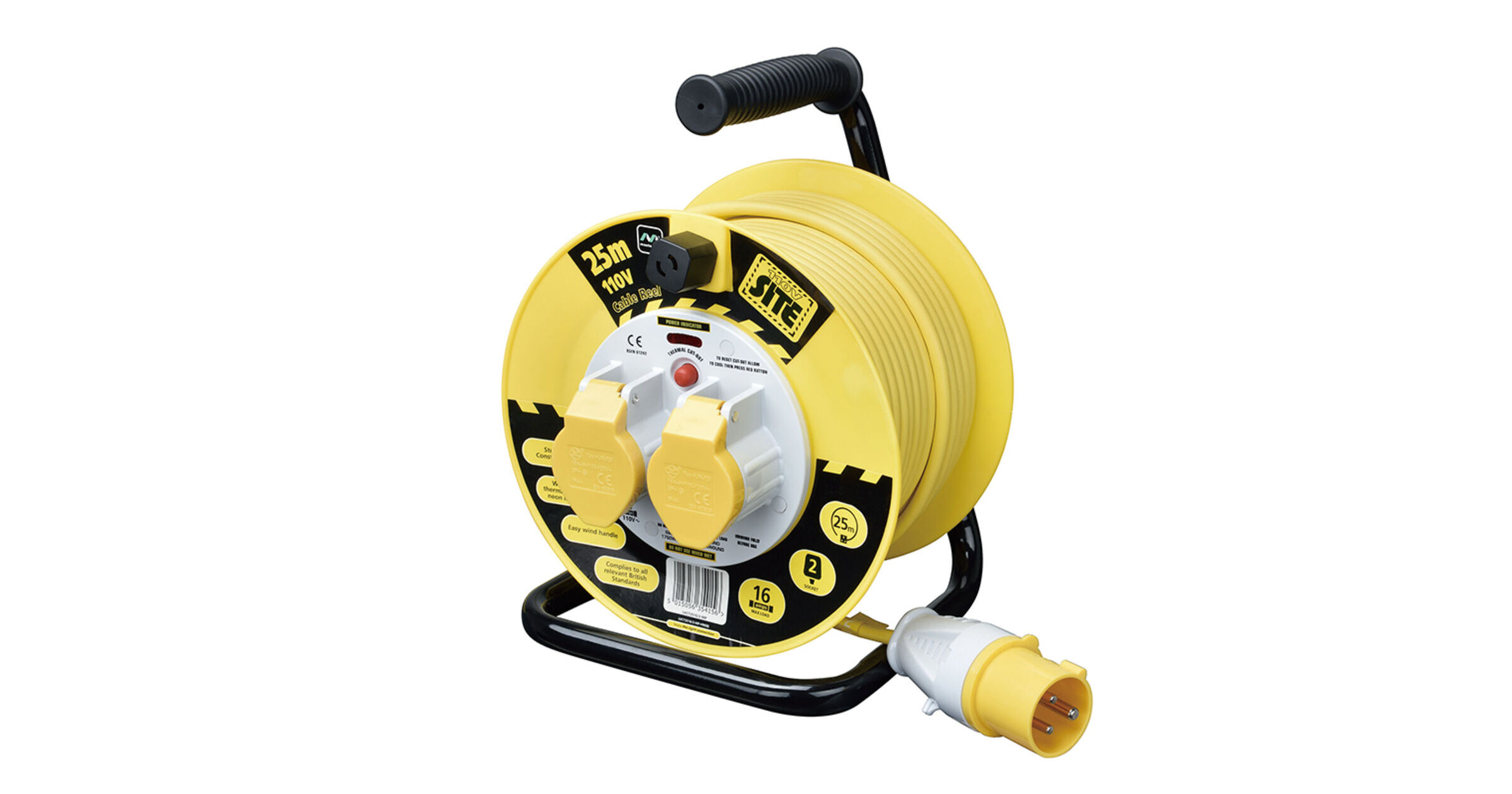 110V CABLE REEL 25M 16A 2 SOCKET (LVCT2516/2-MP)