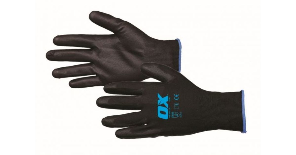 OX S241110 BLACK PU FLEX GLOVES 10XL