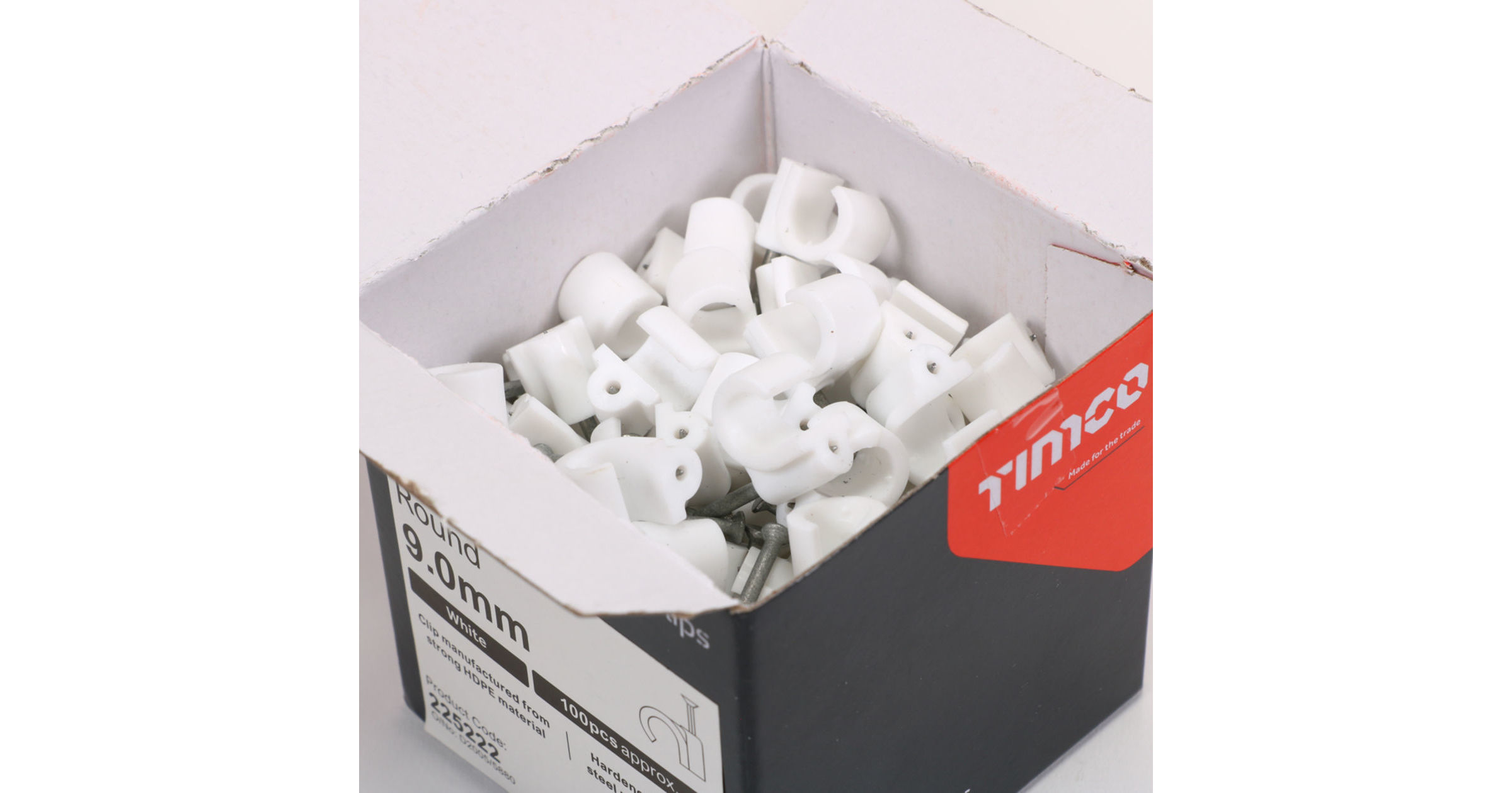 Round Cable Clip White (TO FIT 9MM) (100 PCS)