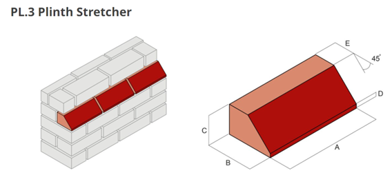 65MM PL3.2 SMOOTH RED PLINTH STRETCHER BRICK 23MM